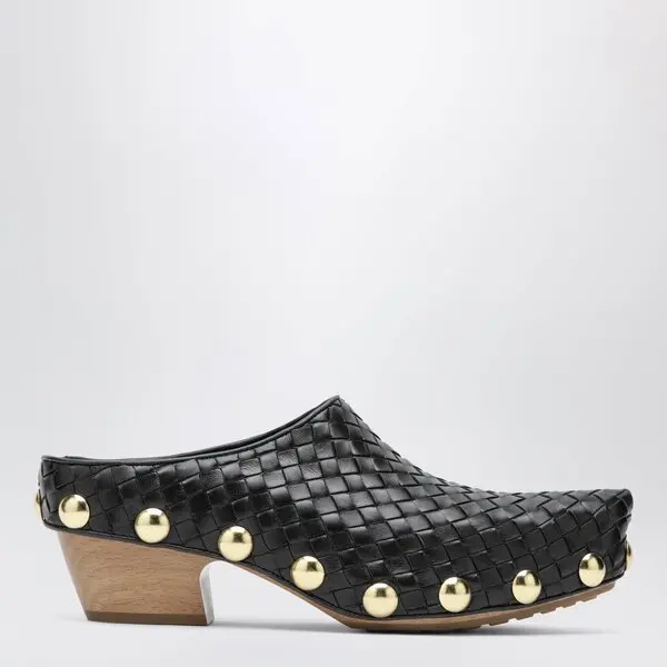 Bottega Veneta Gondola Studded Woven Leather Clogs - Black