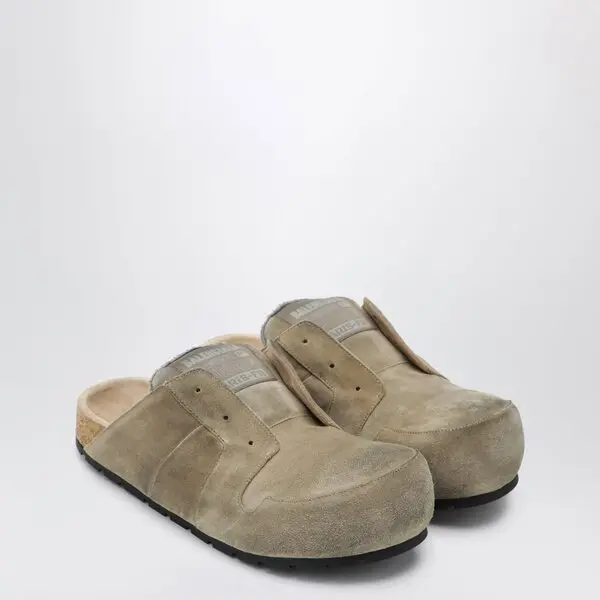 Balenciaga Dumbo Sabot In Distressed Suede Calfskin - Beige