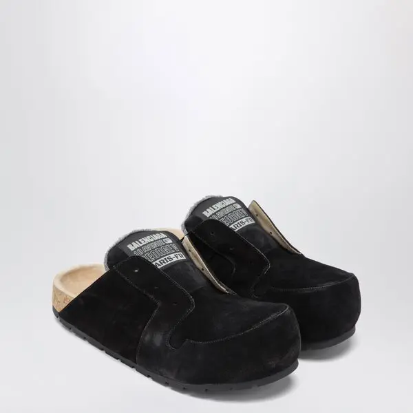 Balenciaga Dumbo Sabot In Distressed Suede - Black