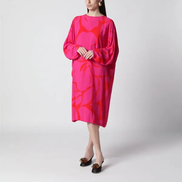 Dries Van Noten Dress With Fuchsia Print In Viscose - Pink
