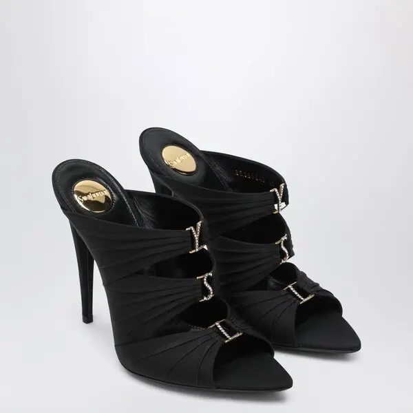 Saint Laurent Emilie Mules In Crêpe Satin - Black