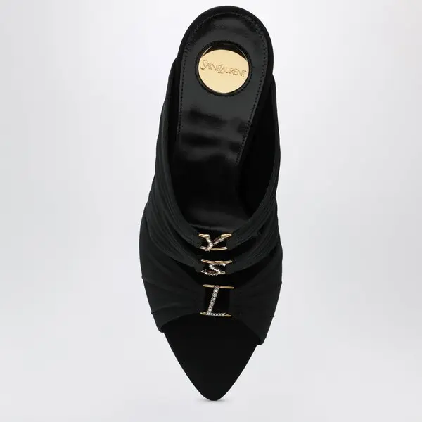 Saint Laurent Emilie Mules In Crêpe Satin - Black