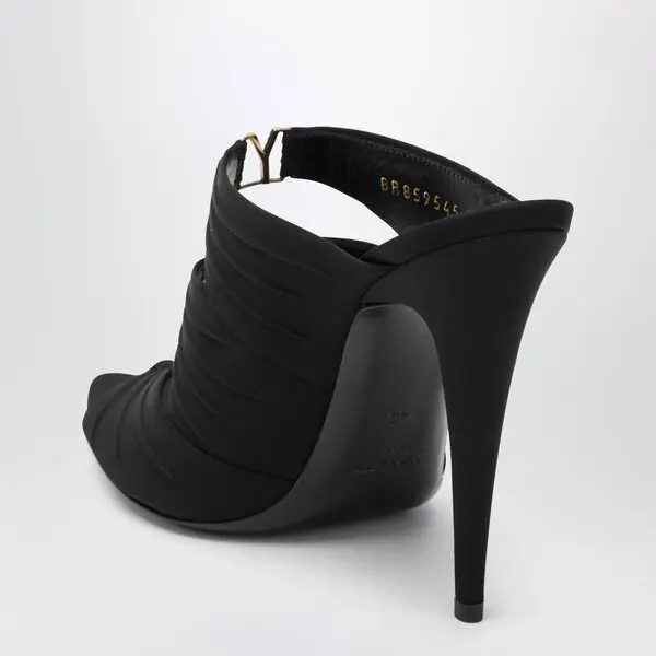 Saint Laurent Emilie Mules In Crêpe Satin - Black
