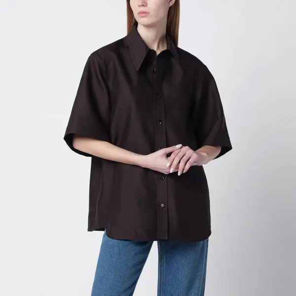 Bottega Veneta Wool And Silk Canvas Shirt - Brown