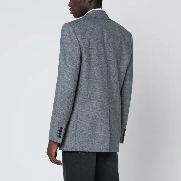 Saint Laurent Single-breasted Jacket In Prince Of Wales Check - Black
