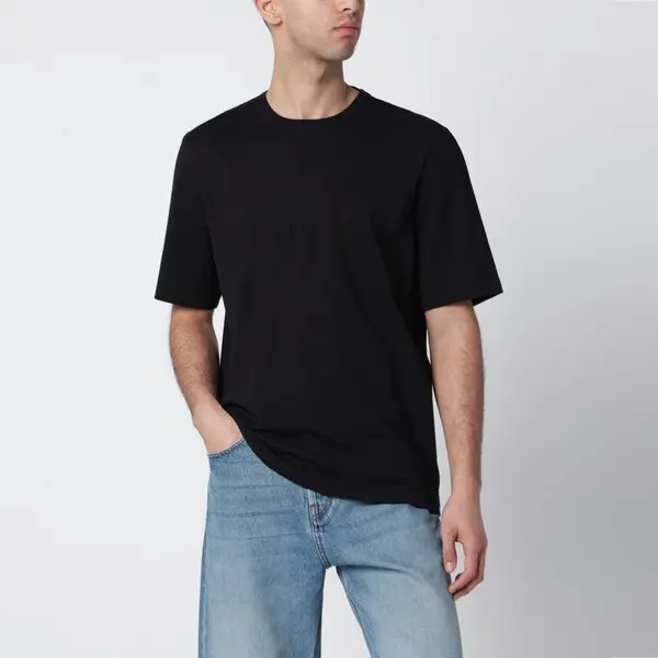 Saint Laurent Oversized T-shirt With Logo Embroidery - Black