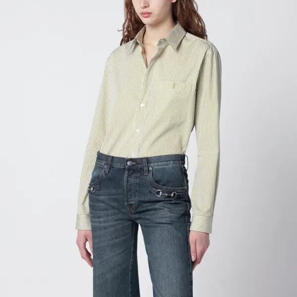 Saint Laurent Cassandre Shirt In Cotton Poplin - Green