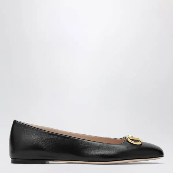 Valentino Garavani Vlogo Signature Ballerina Flats In Nappa Leather - Black
