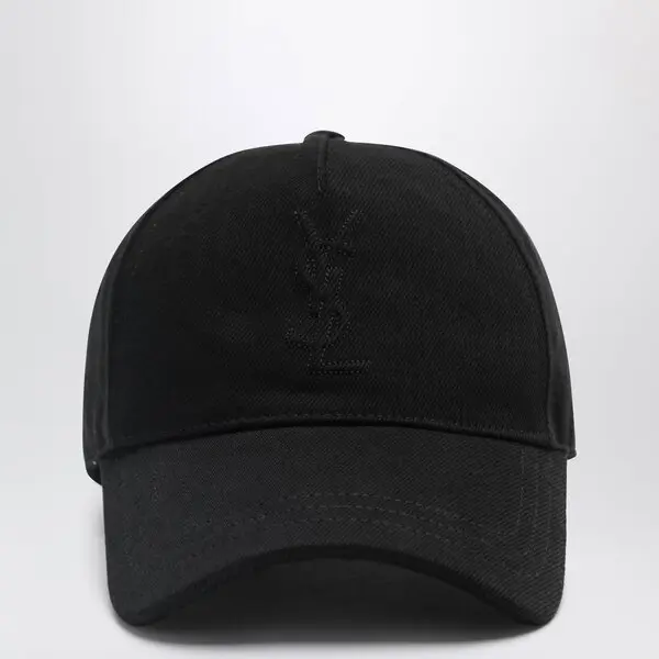 Saint Laurent Cassandre Cotton Baseball Cap - Black