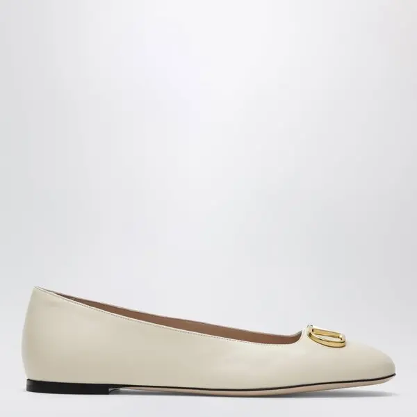 Valentino Garavani Vlogo Signature Ballerina Flats In Nappa Leather - White
