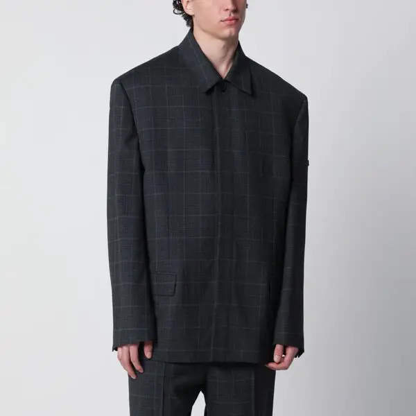 Balenciaga Check Wool Jacket - Grey