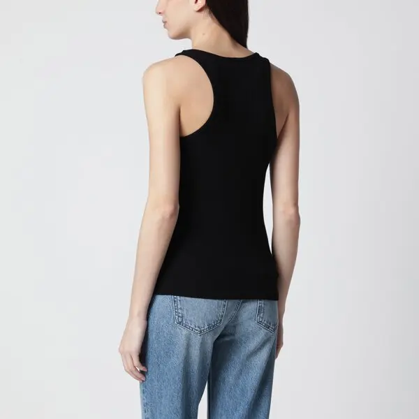 ANINE BING Ribbed Tank Top With Logo - Black