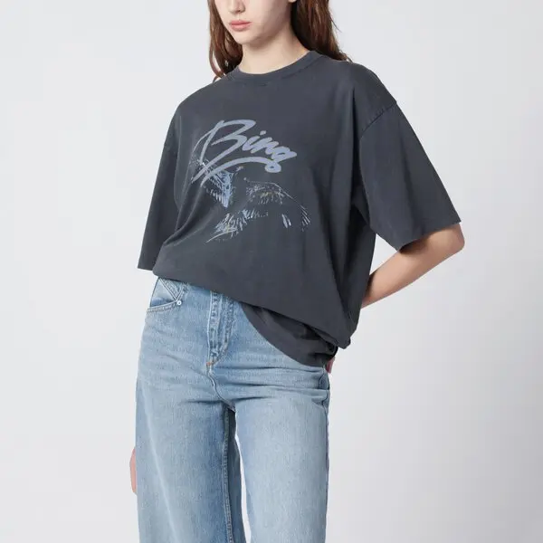 ANINE BING Spencer Eagle Washed T-shirt - Black
