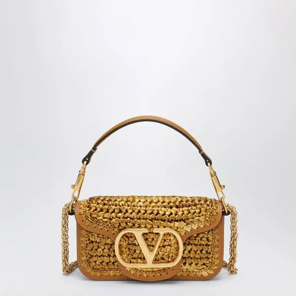 Valentino Garavani Small Woven Locò Bag With Vlogo Signature - Beige