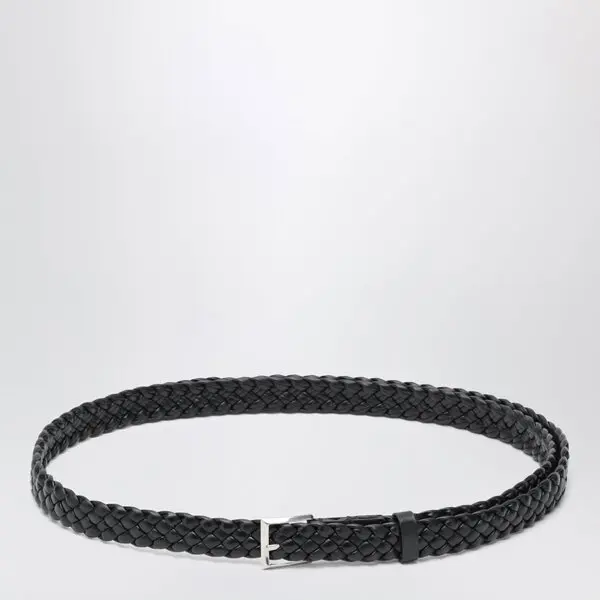 Bottega Veneta Solo Intrecciato Leather Belt - Black