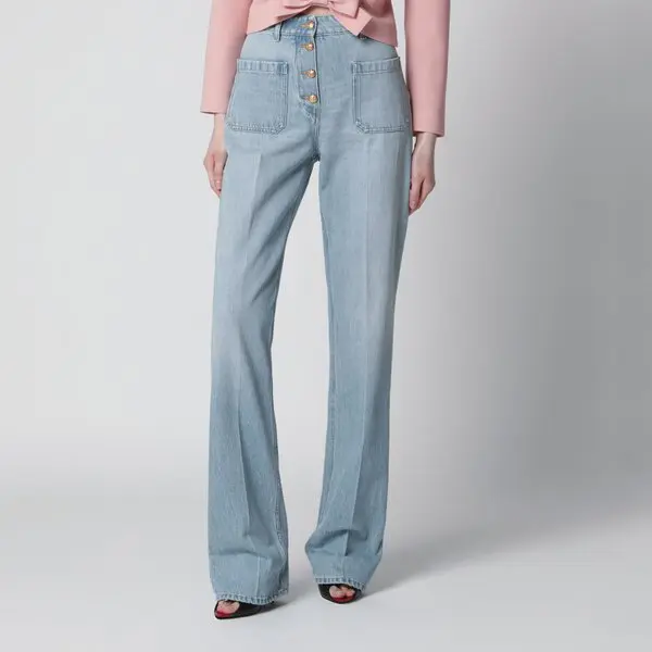Valentino Garavani Straight-leg Cotton Denim Jeans - Light Blue