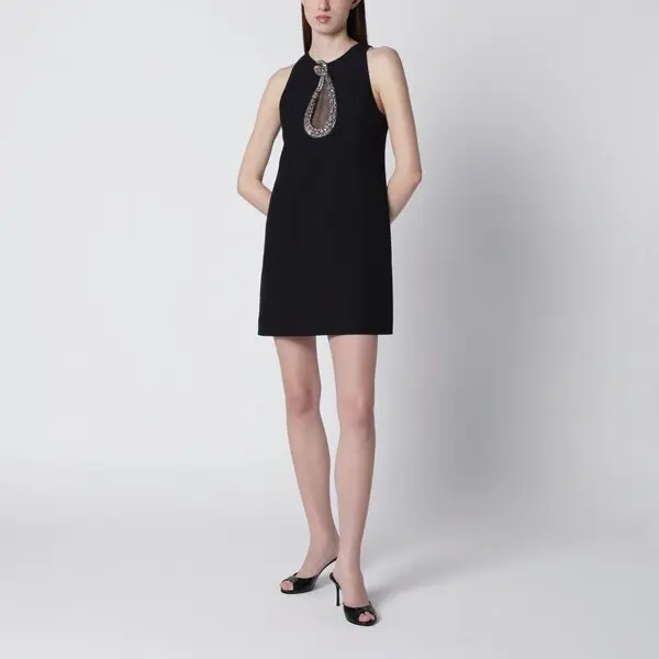 Valentino Garavani Short Embroidered Crepe Couture Dress - Black