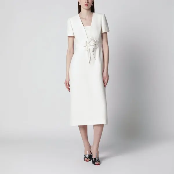 Valentino Garavani Embroidered Crepe Evening Dress - White