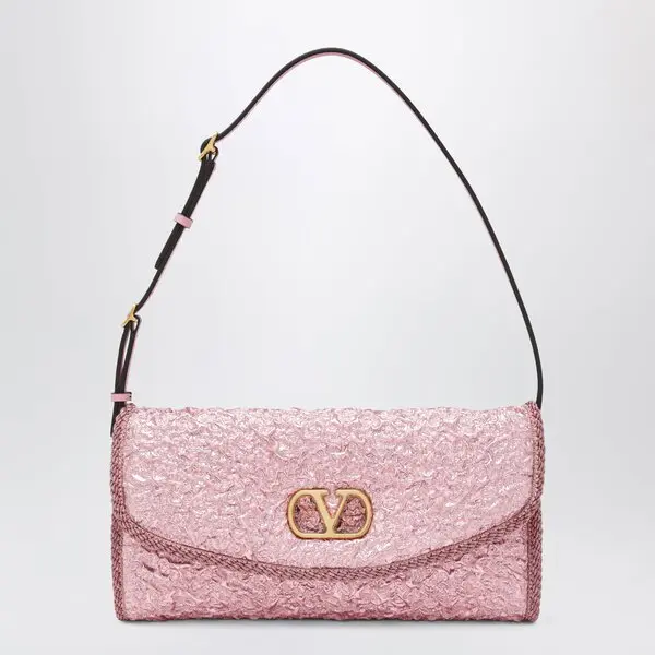 Valentino Garavani Small Devain Bag In Cloqué Jacquard Fabric - Pink