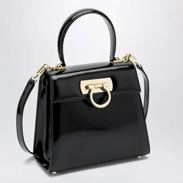 FERRAGAMO Small Leather Top Handle Bag With Gancini Closure