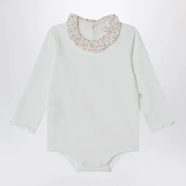 TEDDY & MINOU Bodysuit With Neckline And Floral Print - White