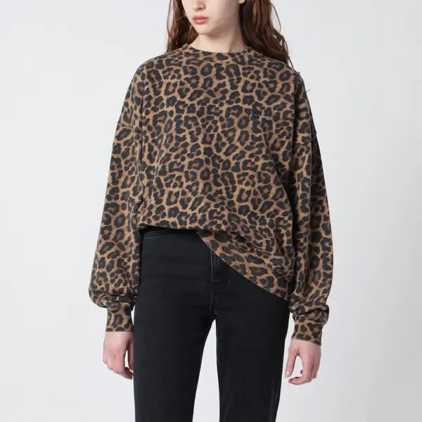 ANINE BING Miles Oversized Leopard Print Sweatshirt - Brown