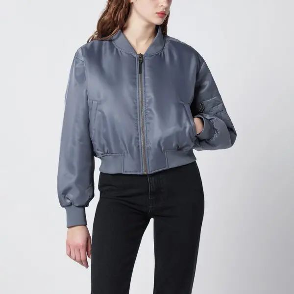 ANINE BING Leon Cropped Bomber Jacket - Grey