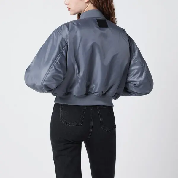 ANINE BING Leon Cropped Bomber Jacket - Grey
