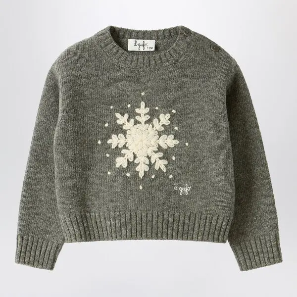 IL GUFO Wool Sweater With Snowflake Motif - Grey