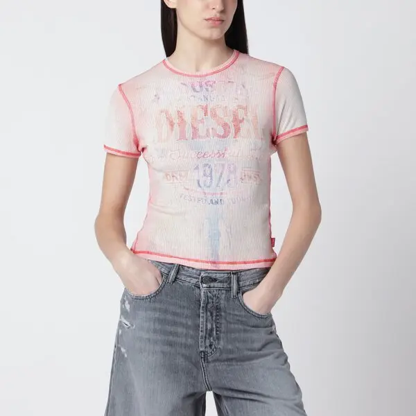 DIESEL® Cotton T-shirt With Graphic - White