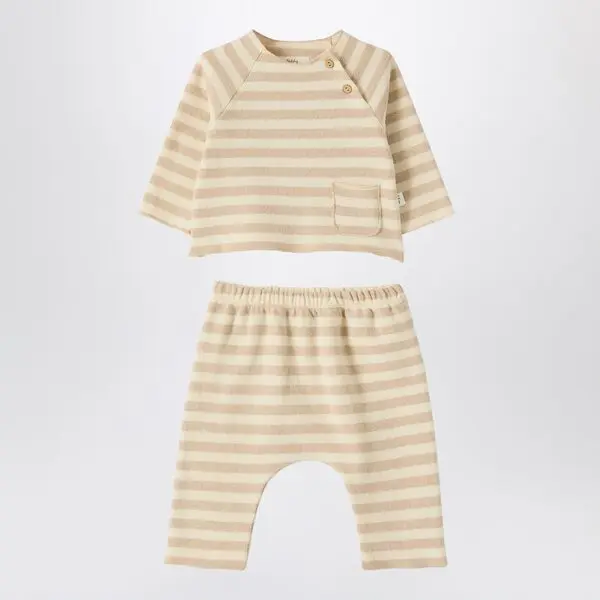 TEDDY & MINOU Striped Knit Two-piece Set - Beige