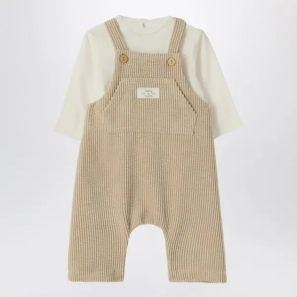 TEDDY & MINOU Outfit With Corduroy Overalls - Beige