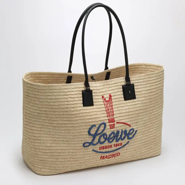 Loewe Verano Xl Raffia Tote Bag - White