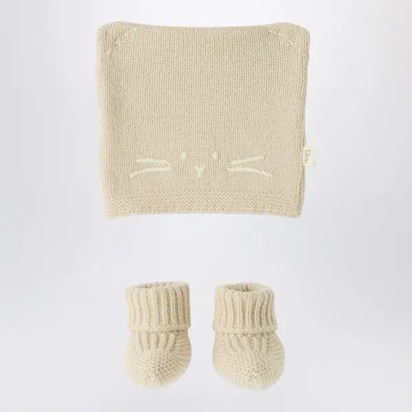 TEDDY & MINOU Knit Set With Hat And Shoes - Beige