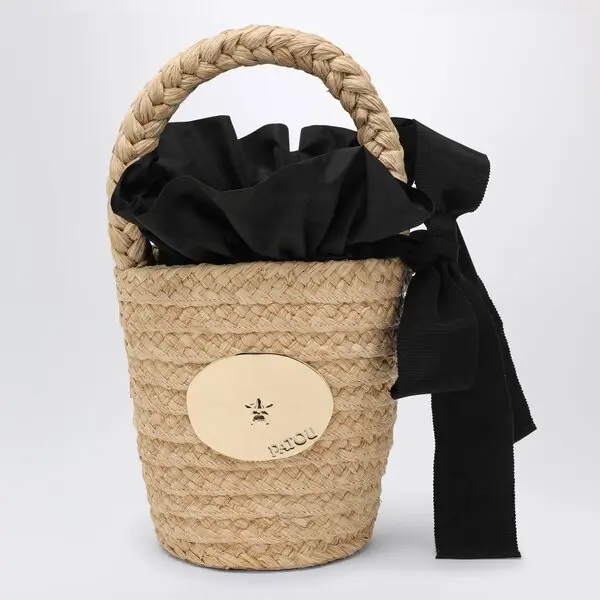 PATOU Vanilla Straw Bucket With Logo - Beige