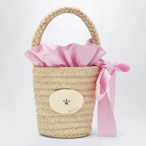 PATOU Vanilla Straw Bucket With Logo - Pink