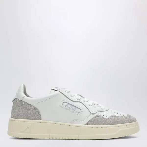AUTRY Medalist Low Sneakers In Leather And Glitter Suede - White