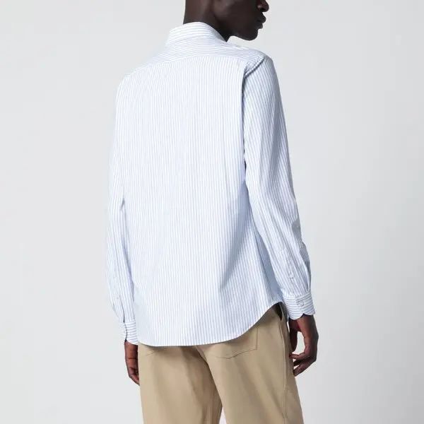XACUS White Active Striped Tailor Fit Shirt - Light Blue
