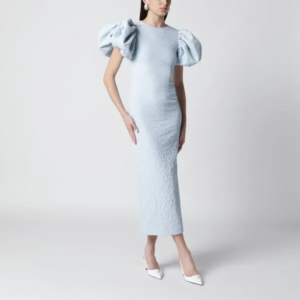 ROTATE BY BIRGER CHRISTENSEN Balloon Jacquard Midi Dress - Light Blue