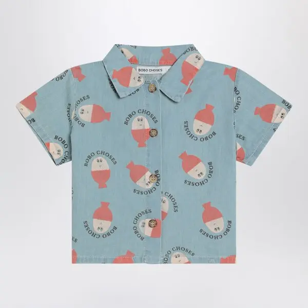 BOBO CHOSES Morning Egg Shirt In Denim - Light Blue