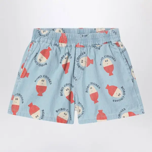 BOBO CHOSES Logo Printed Shorts - Light Blue