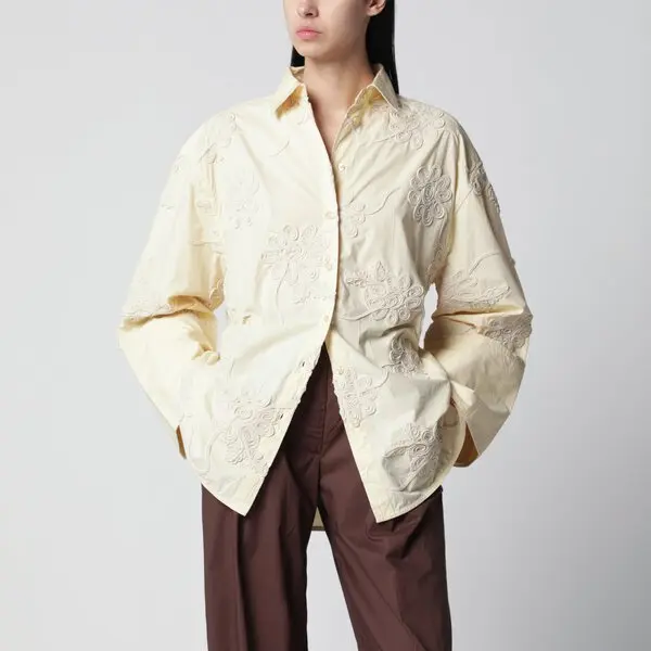 ROTATE BY BIRGER CHRISTENSEN Oversized Floral Organic Cotton Shirt - Yellow