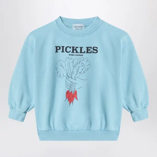 BOBO CHOSES Cotton Sweatshirt With Pickles Print - Light Blue