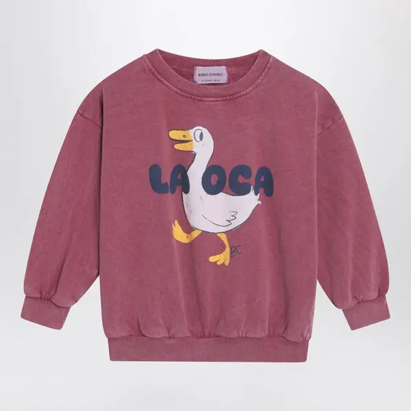 BOBO CHOSES Vintage-effect Sweatshirt With Goose Print - Brown