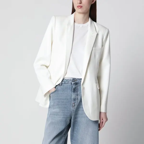 THE FRANKIE SHOP Amelia Tailored Blazer In Wool Blend - White