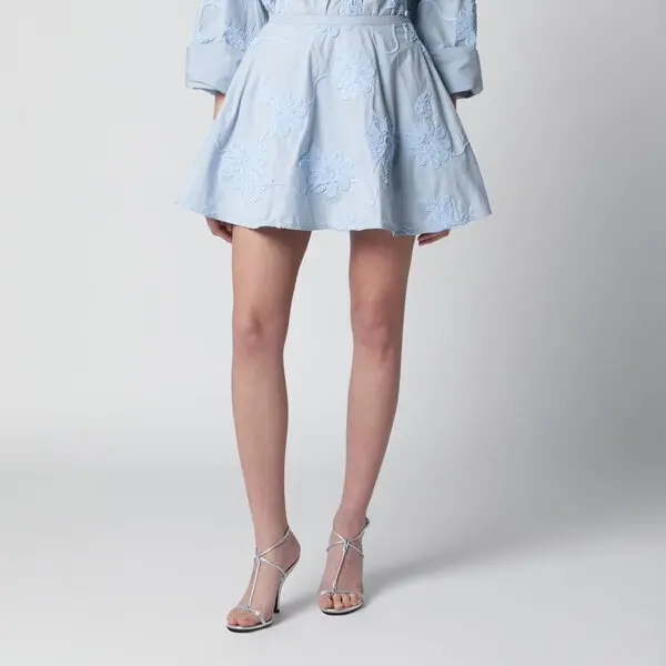 ROTATE BY BIRGER CHRISTENSEN Floral Appliqué Mini Skirt - Light Blue