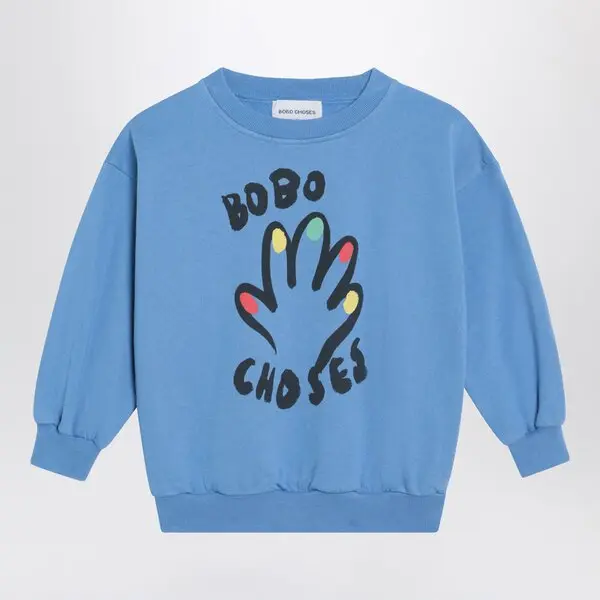 BOBO CHOSES Crew Neck Sweatshirt With Logo - Blue