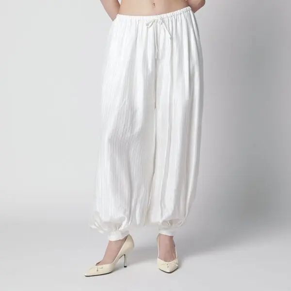 ROTATE BY BIRGER CHRISTENSEN Striped Balloon Pants In Viscose, Bright - White