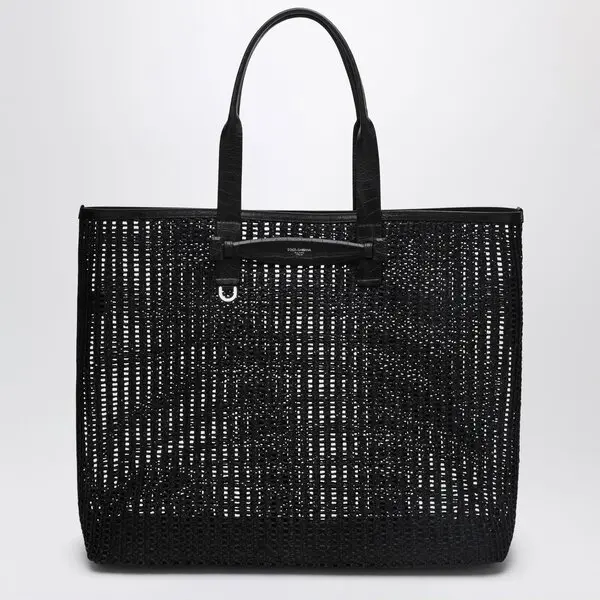 Dolce & Gabbana Adamo Shopping Bag In Woven Mesh - Black