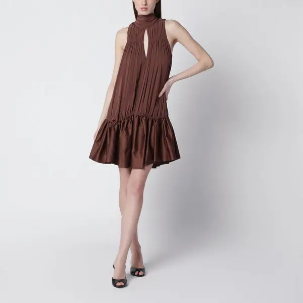 ROTATE BY BIRGER CHRISTENSEN Gathered Mini Dress With Ruching - Brown